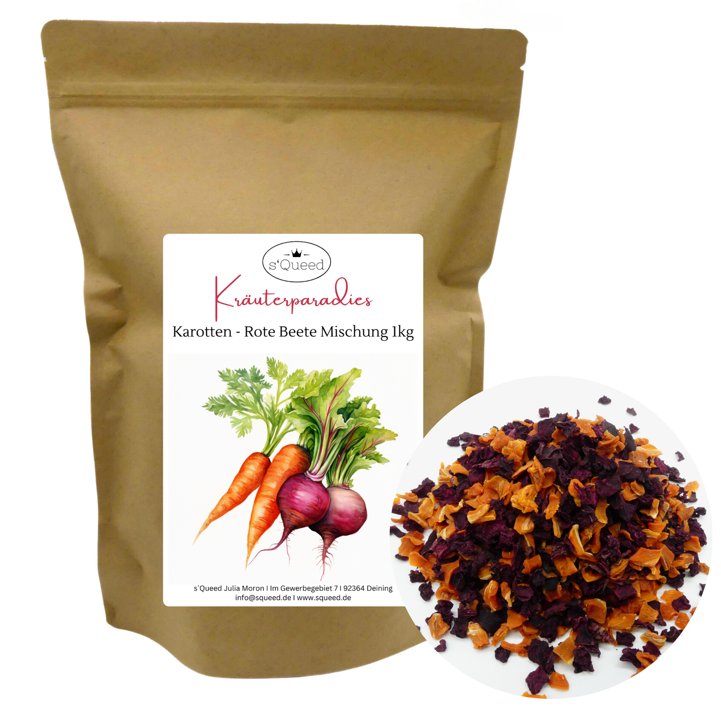 Karotten Rote Beete Chips Mischung für Pferde – s`Queed